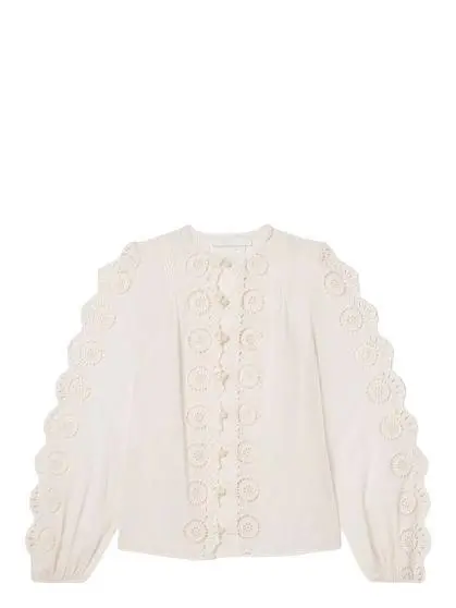 Zimmermann Lucky Pintucked Broderie Anglaise Cotton-voile Top - Cream
