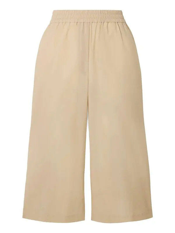 Loewe Appliquéd Crinkled Cotton-blend Wide-leg Pants - Neutrals