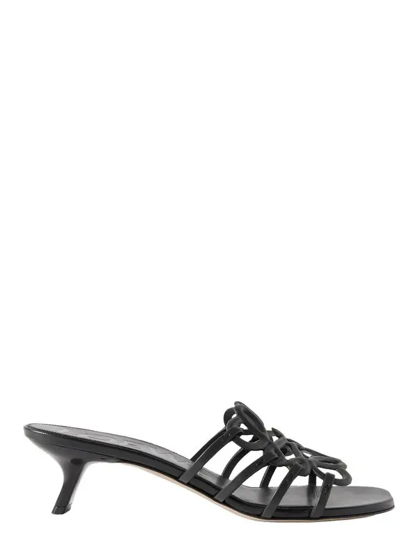 Loewe Petal Anagram Leather Sandals - Black