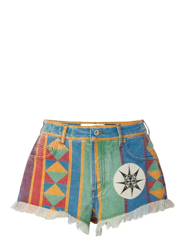 Loewe Printed Denim Shorts - Green