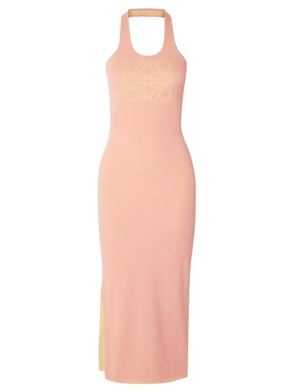 Loewe Jacquard-woven Ribbed Midi Dress - Pink