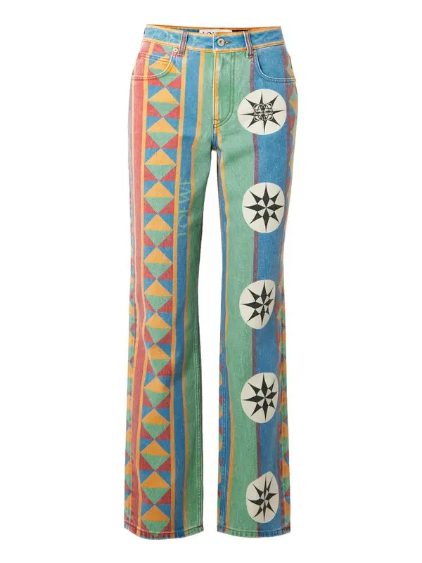 Loewe Printed Mid-rise Straight-leg Jeans - Green