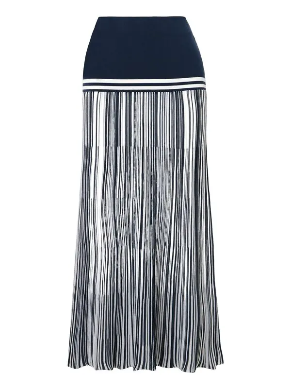 Faithfull The Brand Citara Striped Knitted Cotton-blend Maxi Skirt - Blue