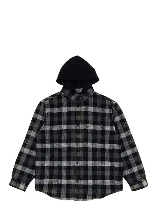 Supreme Waffle Plaid Hooded Shirt - Black