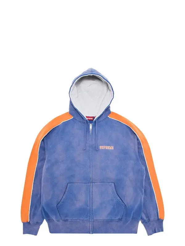 Supreme State Zip Up Hooded Sweatshirt - Blue