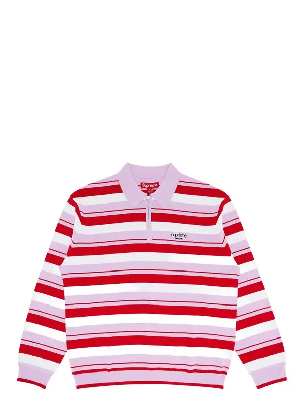 Supreme Stripe Zip Long-sleeve Polo 'light - Purple