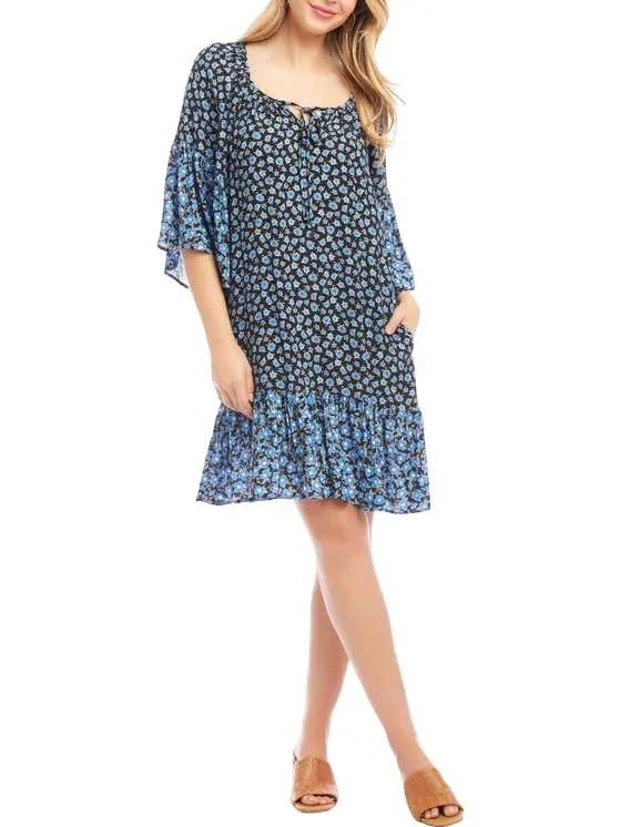 Karen Kane Floral Ruffle Hem Dress - Print