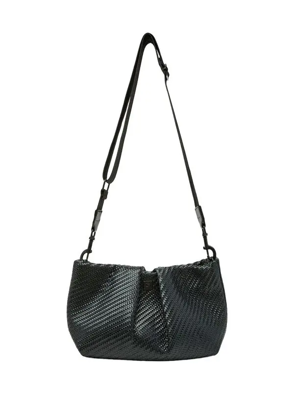 THINK ROYLN Savannah Raffia Shoulder Bag - Black Braided Luxe