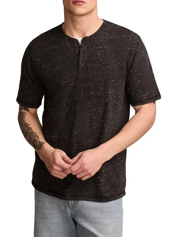 Lucky Brand Short Sleeve Cotton Blend Henley - 001 Black