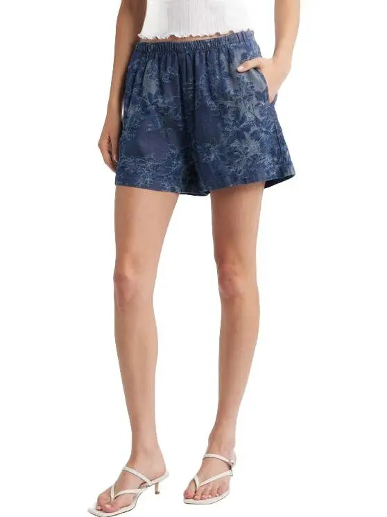 NEXT Floral Jacquard Denim Shorts - Blue