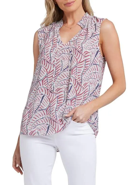 NYDJ Gemma Sleeveless Smocked Neck Top - Calanda