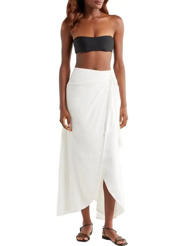 BOAMAR Lia Line Midi Cover-up Wrap Skirt - Ivory
