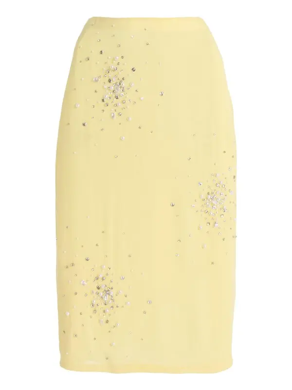DES_PHEMMES Exclusive Riviera Embellished Midi Skirt - Yellow