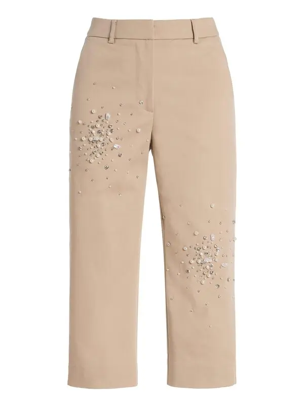 DES_PHEMMES Embellished Capri Pants - Neutral