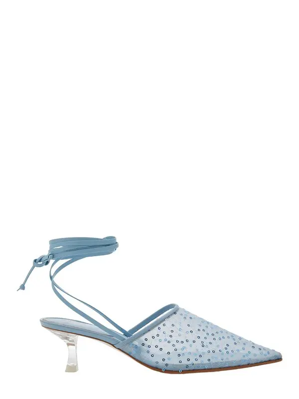 REIKE NEN Exclusive Bit Convertible Sequined-mesh Mules - Blue