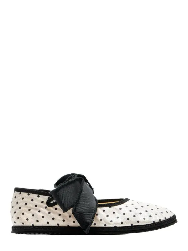 VIBI VENEZIA Exclusive Riviera Convertible Bow Polka-dot Mary Jane Flats - Black,white