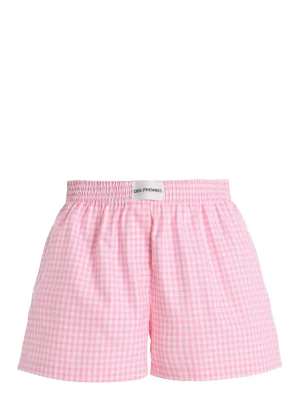 DES_PHEMMES Exclusive Riviera Gingham Cotton Mini Shorts - Pink