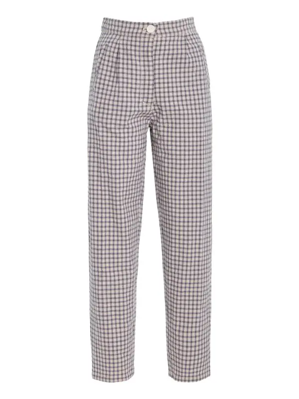 ALL THAT REMAINS Exclusive Riviera Emilie High-rise Linen-cotton Straight-leg Trousers - Plaid