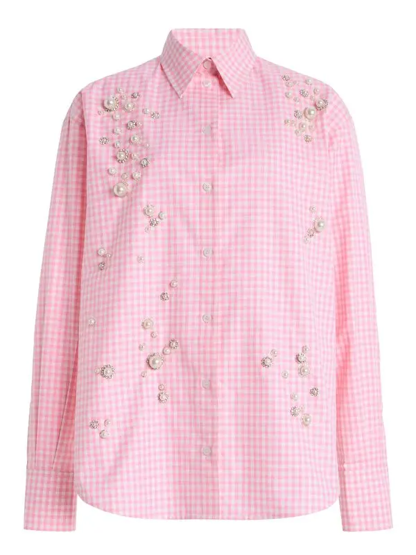 DES_PHEMMES Exclusive Riviera Cotton Wrap Shirt - Pink