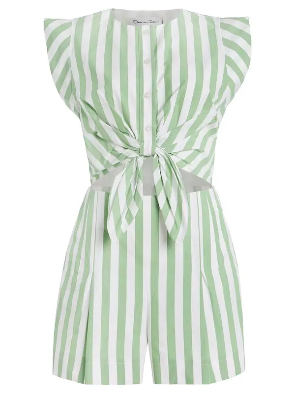Oscar De La Renta Riviera Cotton Playsuit - Stripe