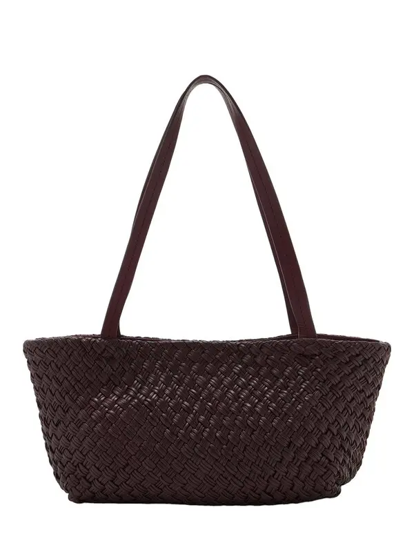 ST. AGNI Exclusive Riviera Petit Woven Tote - Burgundy