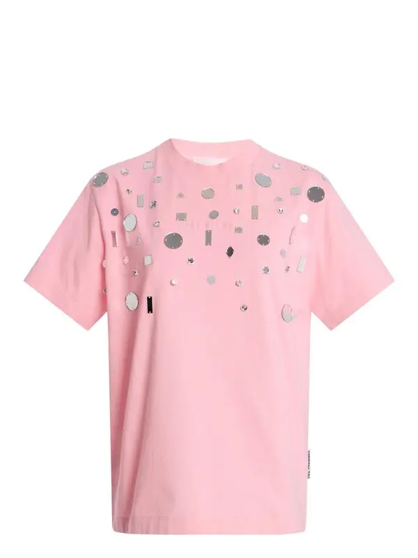 DES_PHEMMES Exclusive Riviera Embellished Cotton T-shirt - Pink