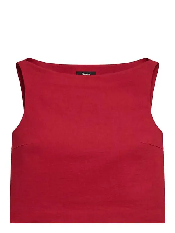 Theory Sleeveless Bateau-neck Top - Cherry