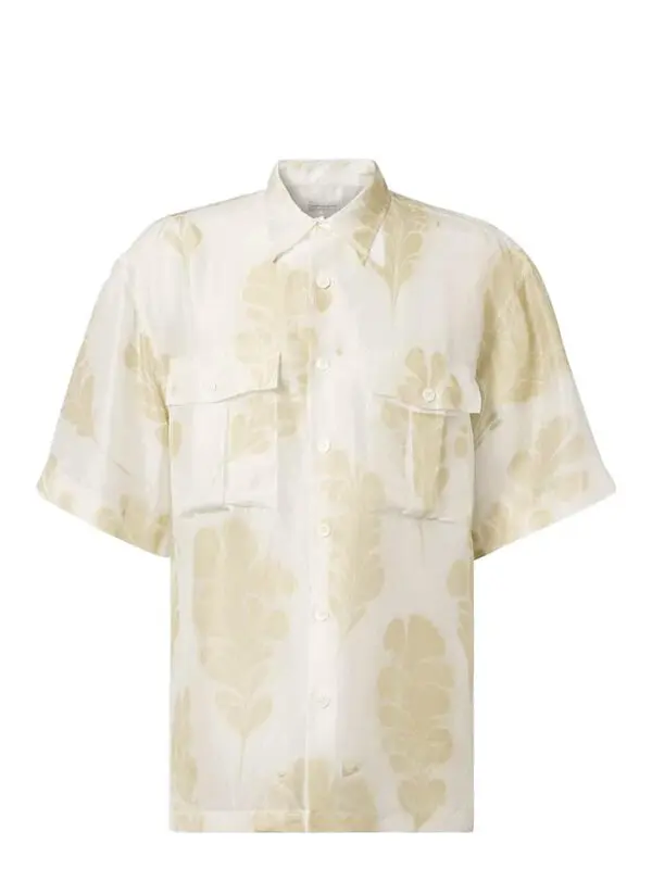 Dries Van Noten Printed Silk Bowling Shirt - Beige