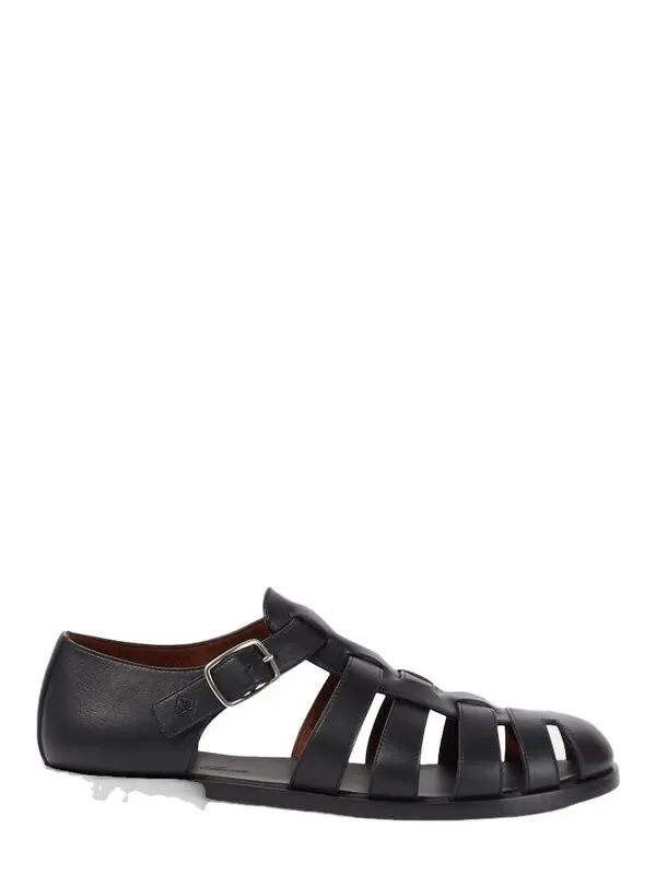 Loro Piana Maxime Walk Leather Fisherman Sandals - Black