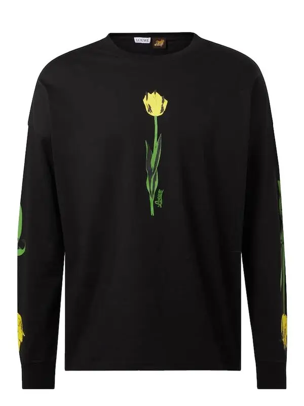 Loewe Floral Cotton T-shirt - Black