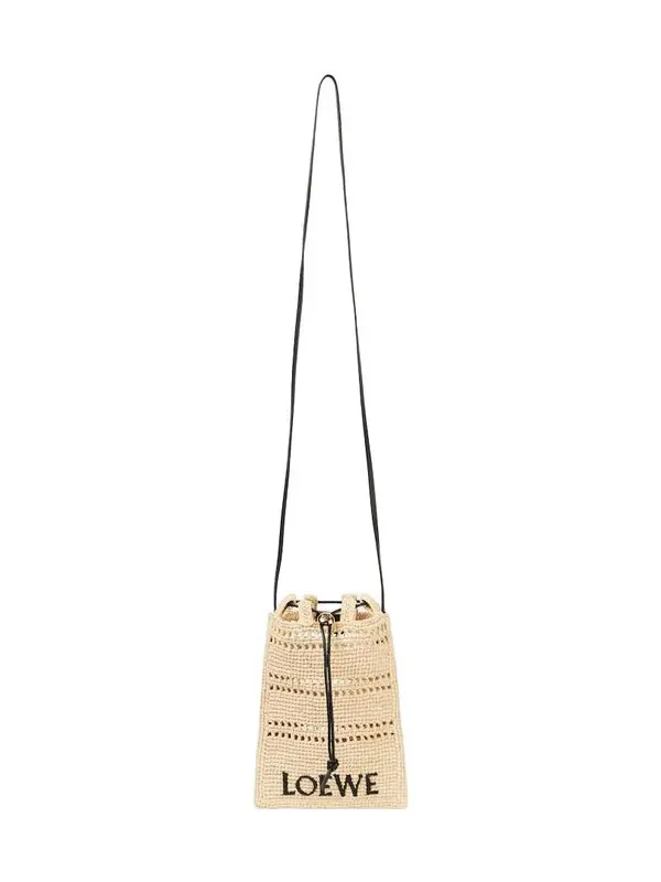 Loewe Paula's Ibiza Raffia Pouch With Strap - Beige