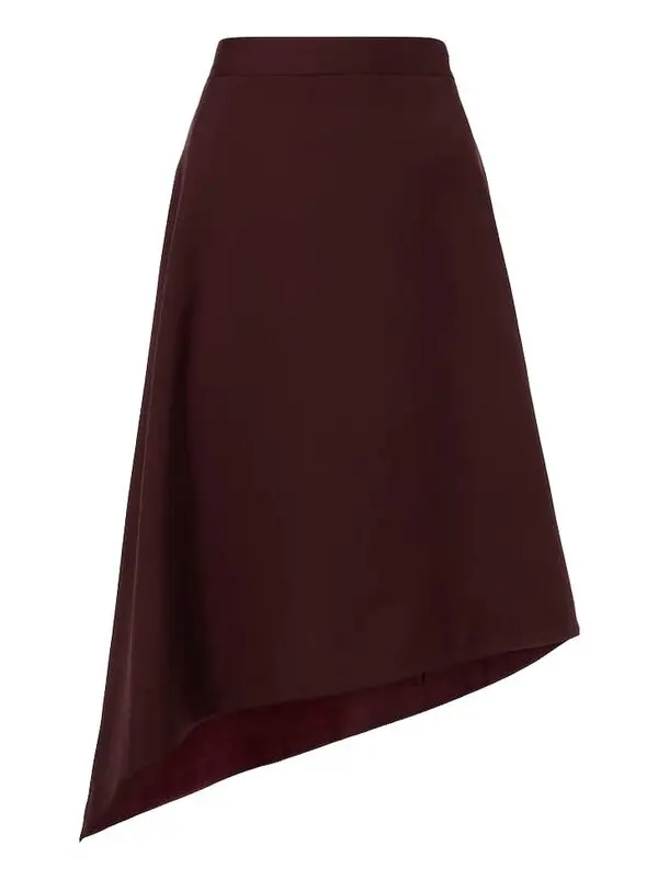 Bottega Veneta Asymmetric Wool Midi Skirt - Burgundy
