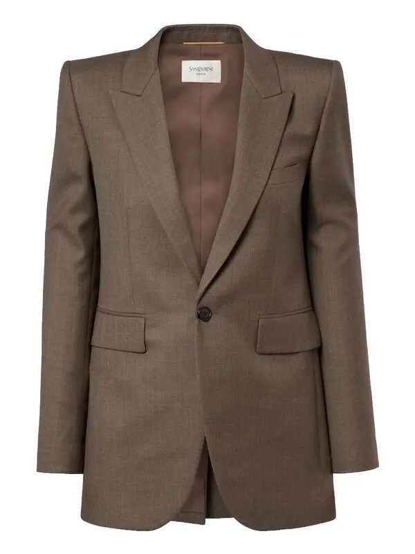 Saint Laurent Wool Double-breasted Blazer - Grey