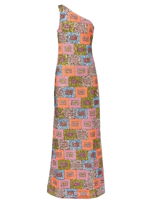 TALLER MARMO Sequined One-shoulder Gown - Multicoloured