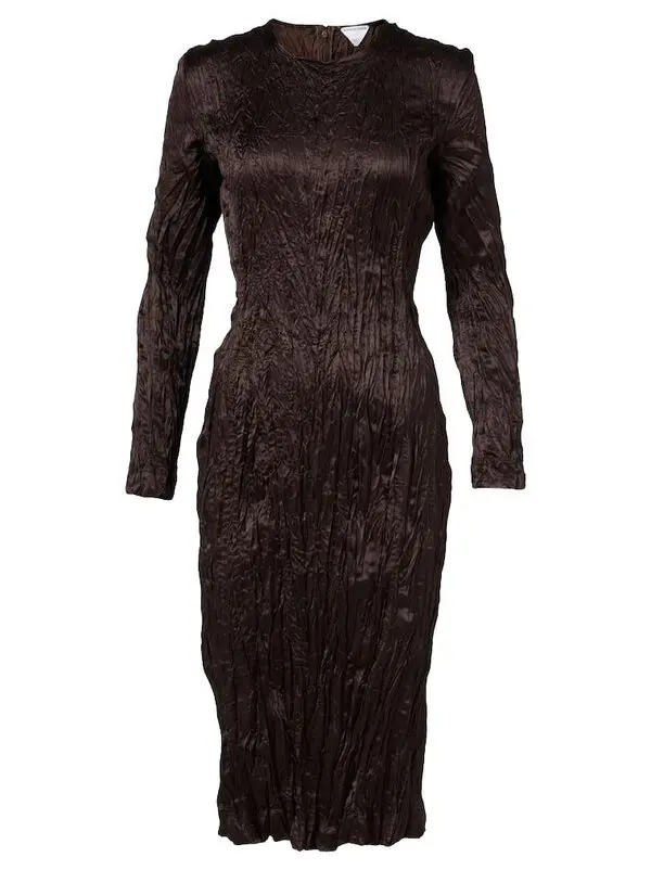 Bottega Veneta Satin Midi Dress - Brown