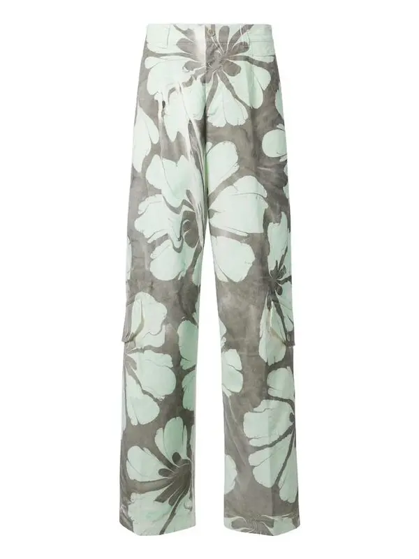 Dries Van Noten Floral Wide-leg Pants - Grey