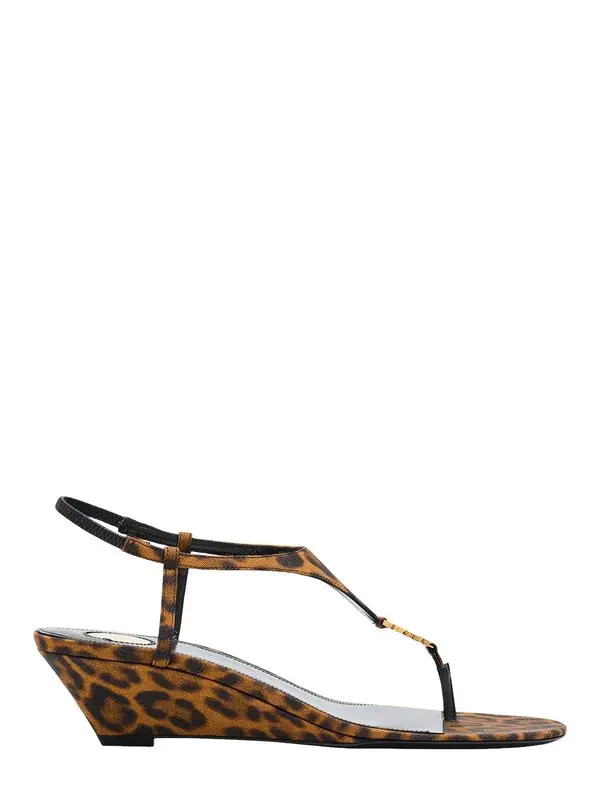 Saint Laurent Cassandra Wedge Sandals - Leopard
