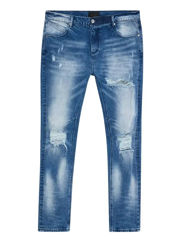 RtA Clayton Distressed Skinny Jeans - Med Wash Distress
