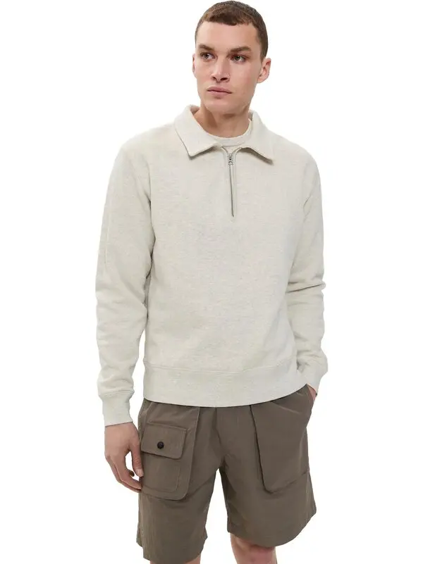 KNICKERBOCKER 50s Quarter Zip Sweatshirt - Oat Grey