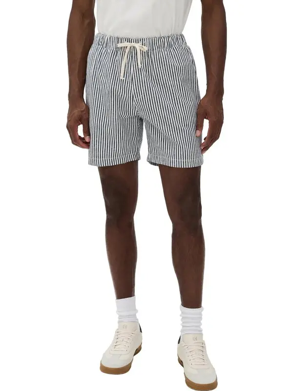 S.k.u. Hemp Stripe Easy Shorts - Nat/navy