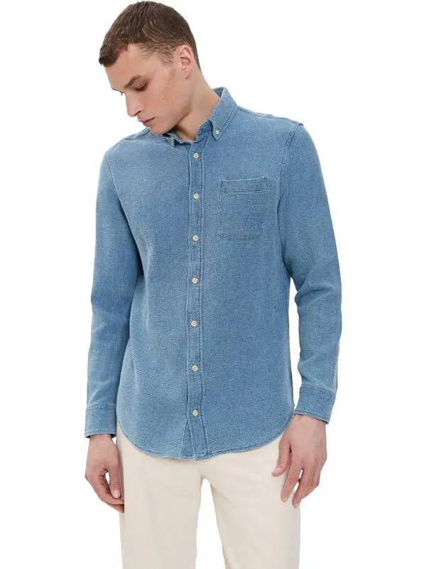 Taylor Stitch The Jack Cotton Waffle Shirt - Indigo Waffle
