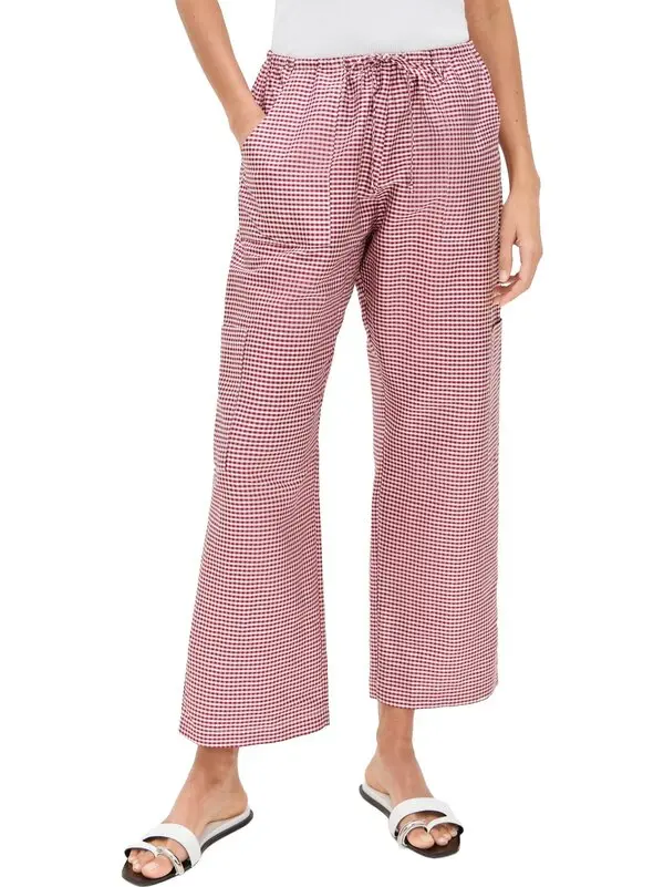 Donni. Taffeta Gingham Drawstring Cargo Pants - Bell Pepper