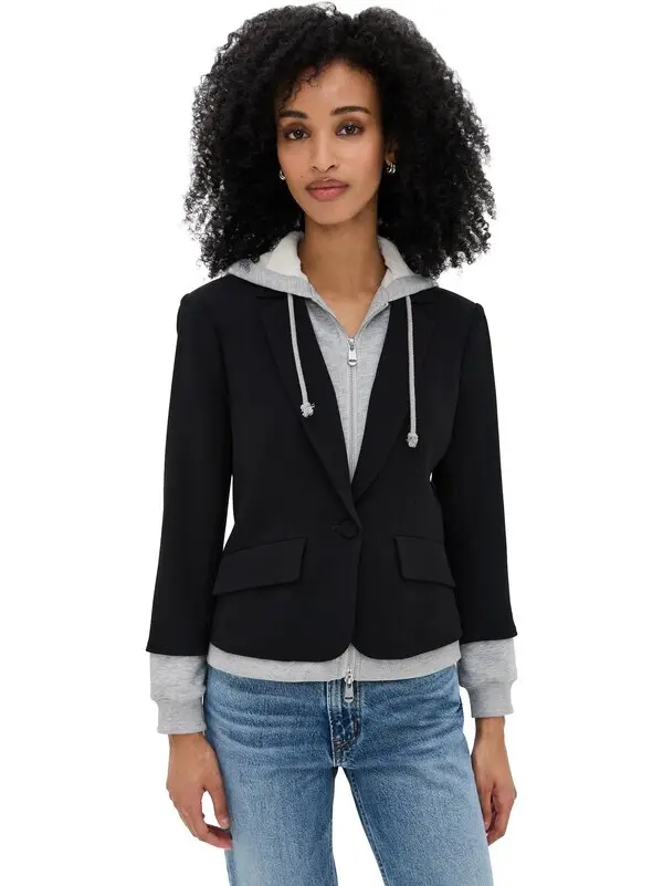 Cinq À Sept Zip Up Blazer - Black/heather Grey