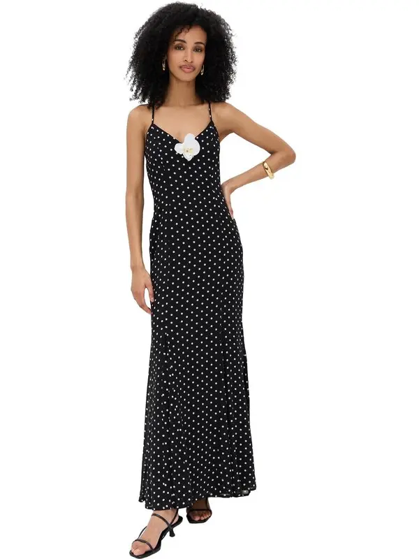 RUNAWAY THE LABEL Malika Maxi Dress - Black Polka