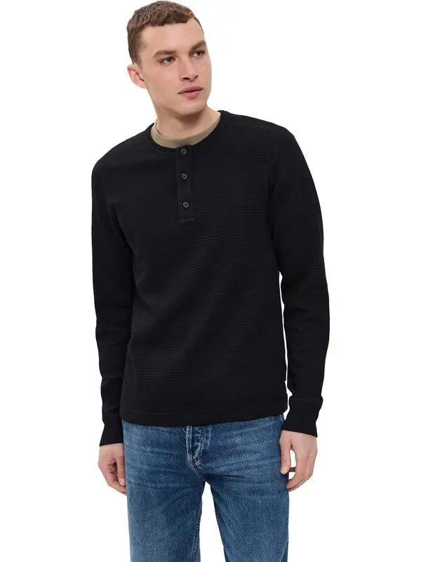 Reigning Champ Lightweight Waffle Standard Henley - Black