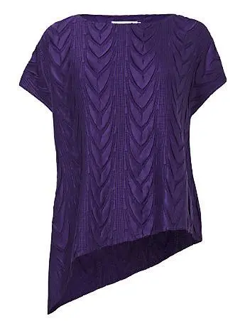 LEEM Geometric-pattern Plisse Woven Top - Purple