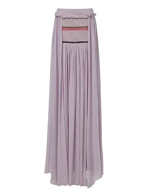 LEEM Woven Maxi Skirt With Embroidery - Grey