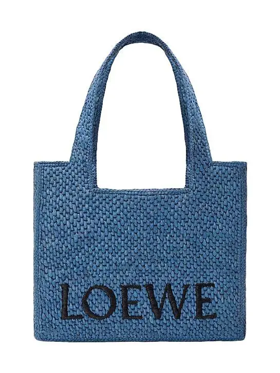 Loewe X Paula's Ibiza Font Medium Woven Tote Bag - Light Blue