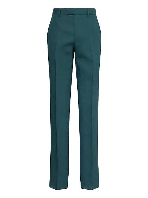 Paul Smith Tapered-leg Slim-fit Linen Trousers - Bottle Green