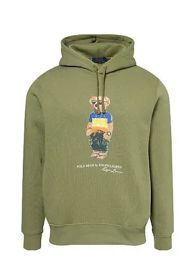 Ralph Lauren Bear-print Cotton-blend Hoody - Sp25 Tree Green